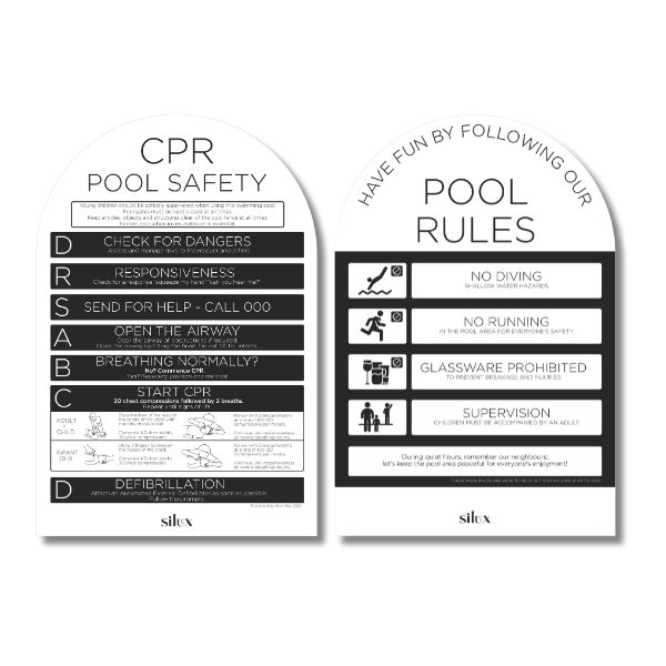 Double Sided Signs CPR / Pool Rules – Silux
