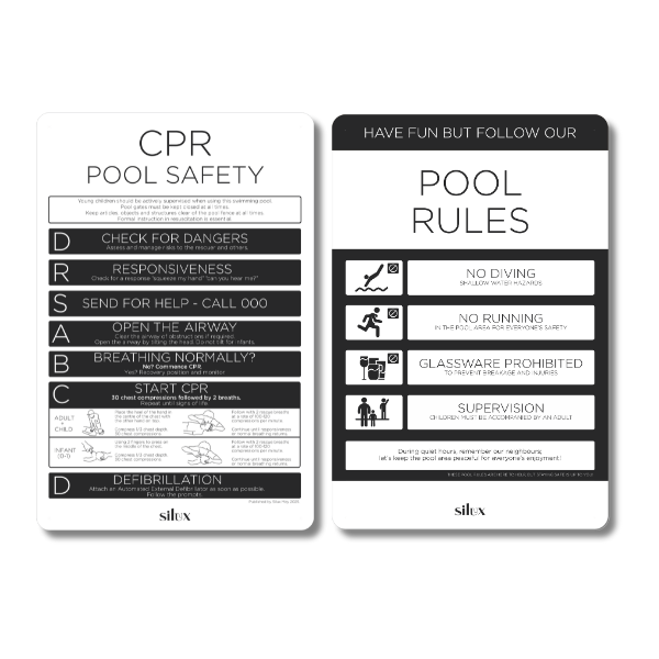 Rectangle Double Sided - Black - CPR/Pool Rules – Silux