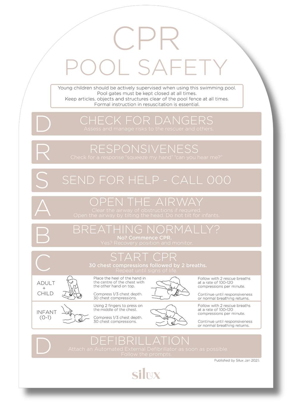 NEW - Arch CPR Sign - Fawn - National Compliance – Silux