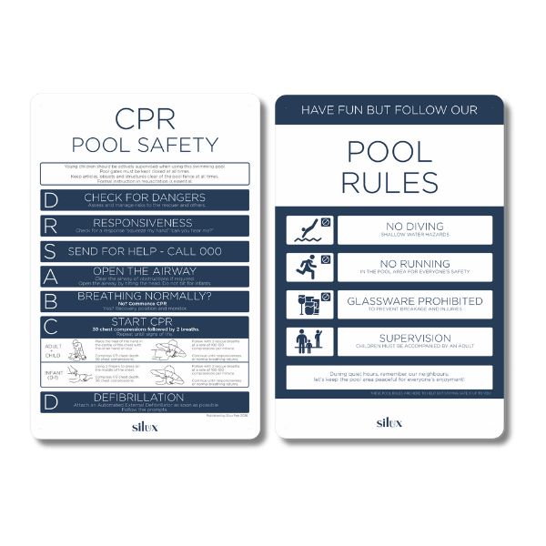 NEW Rectangle Double Sided - Navy - CPR/Pool Rules – Silux