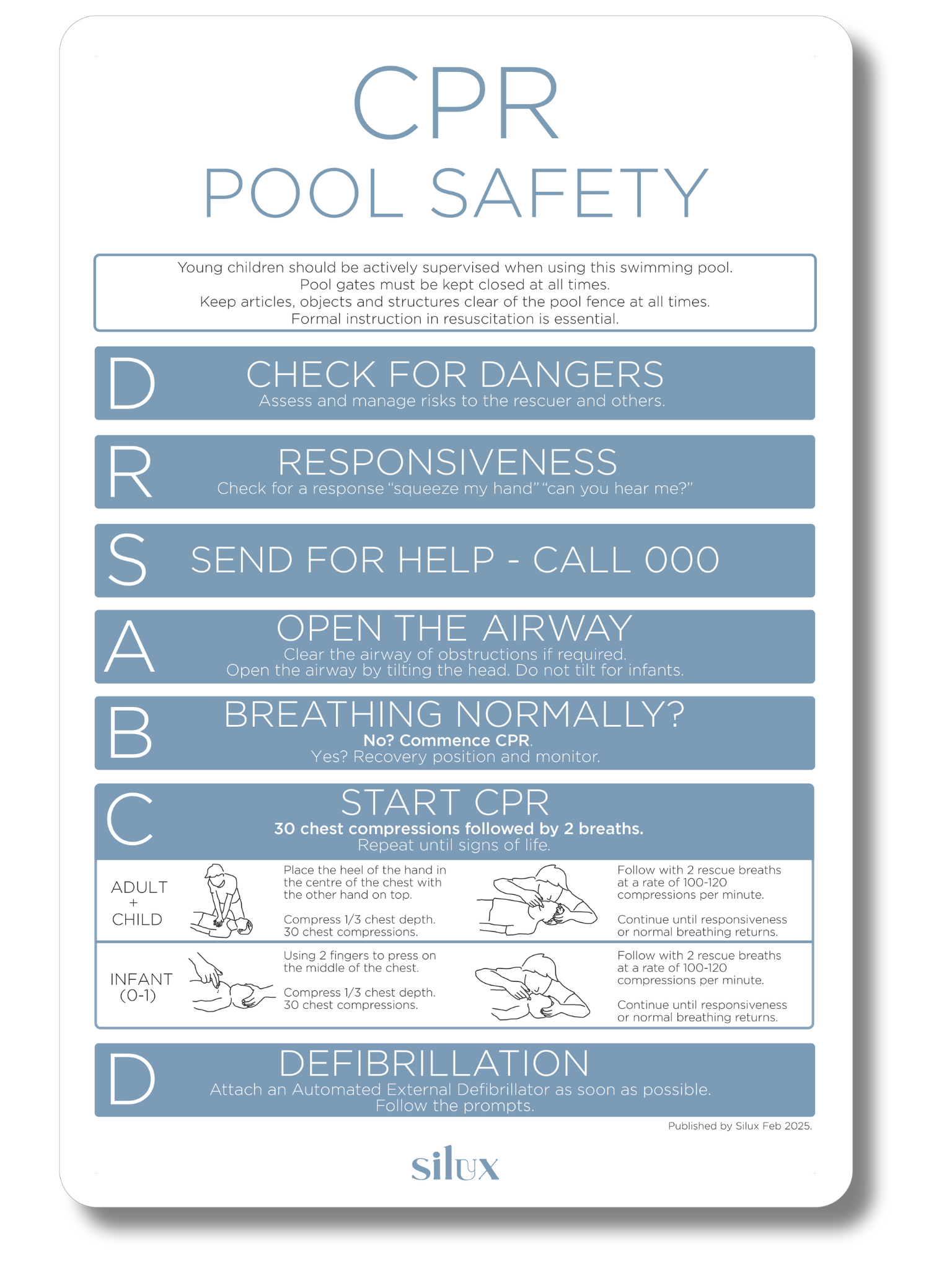 NEW - Rectangle CPR Sign - Ocean - National Compliance – Silux