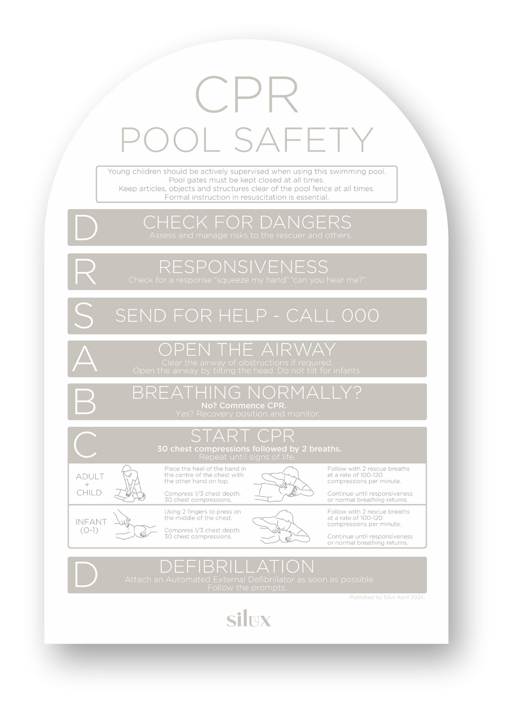 Arch CPR Sign - Sand - National Compliance – Silux